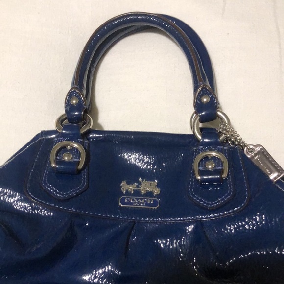 Coach | Bags | Coach Navy Blue Patent Leather Purse | Poshmark